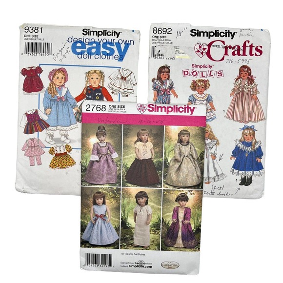 Simplicity | Office | Vintage 99s Simplicity 18 Doll Clothing 8692 9381 ...